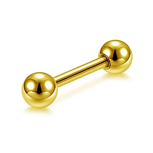 Stainless Steel 14G Body Piercing Barbells Silver Gold Black Rainbow Color 10mm Post Studs Earring Nipple Nose Tongue Helix Tragus Cartilage Labaret Medusa Lip Eyebrow Straight Bar 6mm Ball Screw