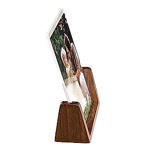 eletecpro Picture Frame 2 Pack, 4X6 Brown Picture Frames with Walnut Wood Base and High Definition Break Free Acrylic Glass Covers for Tabletop or Desktop Display, Horizontal & Vertical