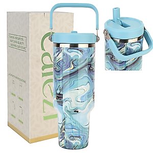 Cafezi 40 oz Tumbler with Lid and Straw, Stainless Steel Vacuum Insulated Tumblers with Flip Straw and Top Handle, Reusable Insulated Water Bottle for Home, Office, Leakproof, Fit in Cup Holder