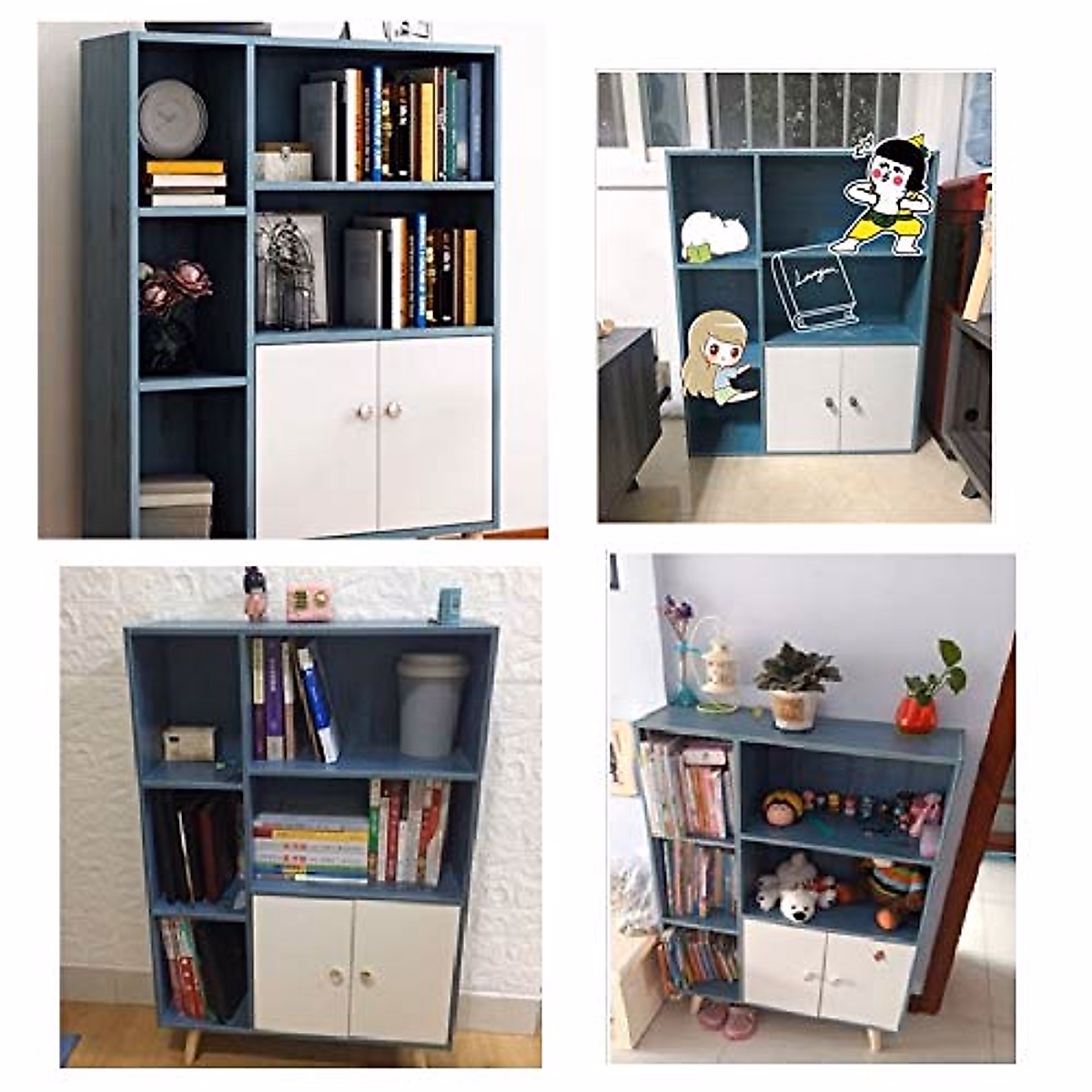 GDLMA Storage Sideboard,Modern Bookcase with 2 Doors,Blue