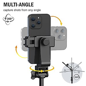 Liphisy 64” Tripod for Cell Phone & Camera, Phone Tripod with Remote and Phone Holder, Sturdy & Stable Height Adjustable Multi-Angle Shot Selfie Stick Tripod for Video Recording