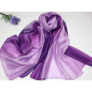 SNUG STAR Cotton Silk Scarf Elegant Soft Wraps Color Shade Scarves for Women (Purple)