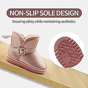 Apawwa Girls and Boys Boots Fur Lined Slip-On Warm Girls Snow Boots Waterproof Kids Winter Boots Stylish Kids Walking Boots C968 Color Pink Size 26