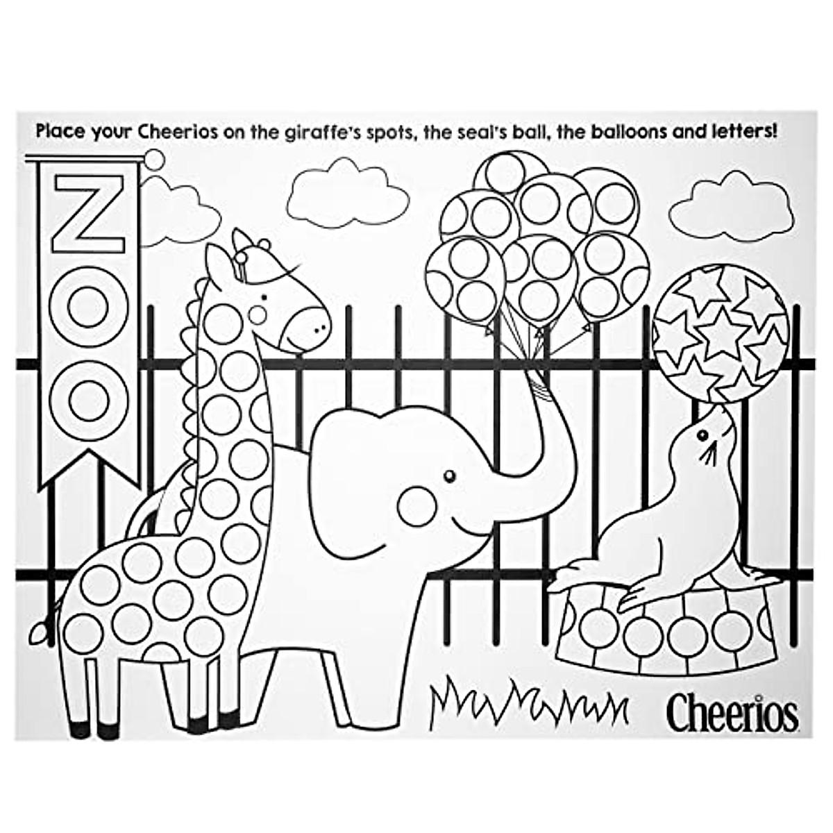 SCS Direct Cheerios Tear-Off Kids Activity Placemats 30 Pack (10 Designs)- Educational Disposable Table Place Mats (13" x 10.5") - Use with Cheerios for Even More Fun!