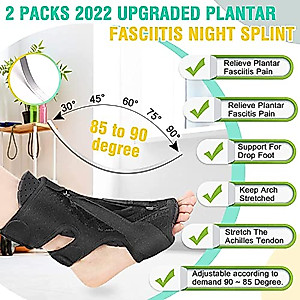 MEYUEWAL Plantar Fasciitis Relief Night Splint, Upgrade 3 Adjustable Straps Elastic Dorsal Night Splint, for Women & Men Plantar Fasciitis Relief Achilles Tendonitis Relief Foot Drop Heel Arch Pain.