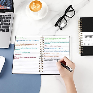 Ymomode Ruled Notebook/Journal - Notebooks with Hardcover and Premium Thick Paper, 8" x 5.7" (exclusive of spirals), College Ruled Spiral Notebook/Journal, Strong Twin-Wire Binding, Back Pocket