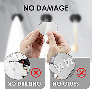 ZAVNZELF Adhesive Hooks-4 Pack, Towel Hooks, 304 Stainless Steel, Oval Wall Hooks for Shower, Robe, Coat, Hat, Key, Clothes,…