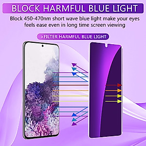 Lesakit 2 Pack Anti-Blue Light Privacy Screen Protector for Galaxy S20 Plus [Not Glass], [Support Fingerprint ID] Anti Spy TPU Flexible Film for Samsung Galaxy S20 Plus 6.7 inch - Purple