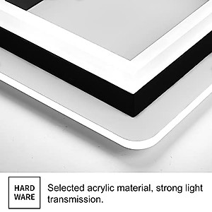 CANEOE Square Modern Led Ceiling Light Fixture, 24W Black Flush Mount Hallway Ceiling Light Small Close to Ceiling Lamp for Living Room Bedroom Kitchen Balcony Cloakroom (Cool White, 6000K)