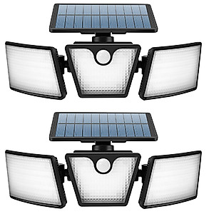 VICSOU 265 LEDs Solar Lights Outdoor, Upgraded Motion Sensor Security Light, 3 Adjustable Heads Spotlight 270° Wide Angle Super Bright Waterproof Flood Light for Garden Garage Patio Yard (2 Pack)