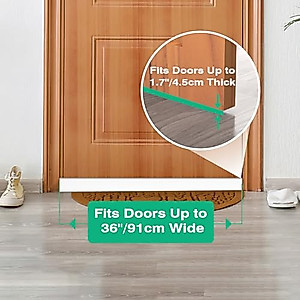 Lewondr Door Draft Stopper 36 Inch Waterproof Under Door Draft Noise Blocker Soundproof Cuttable Trapezoid Strong Adhesive Weather Stripping Door Seal Under Door for Reduce Dust Air Door Sweep, White