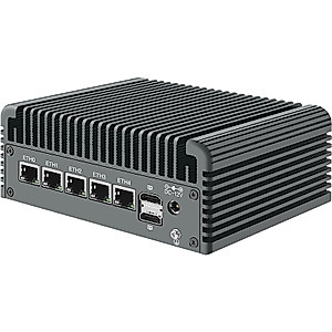 CWWK AlderLake-N100 5-Port Firewall Appliance with i226-V, DDR5 Slot, 2.5G RJ45 Network Port, 4K Display Outputs, M.2 NVMe Slots, SATA3.0, USB2.0, TPM Compatibility, Mini PC (N100-5L-16G/256G)