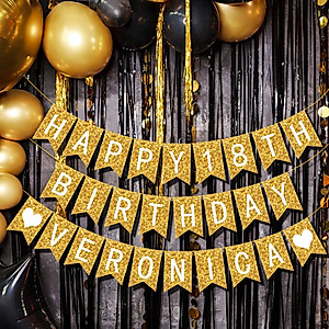 124 Pcs Happy Birthday Banner, Banner DIY Birthday Banner Reusable Multi Occasion Party Decorations Bunting Banner for Men Women Boys Girls Kids Golden Birthday Party (Gold)