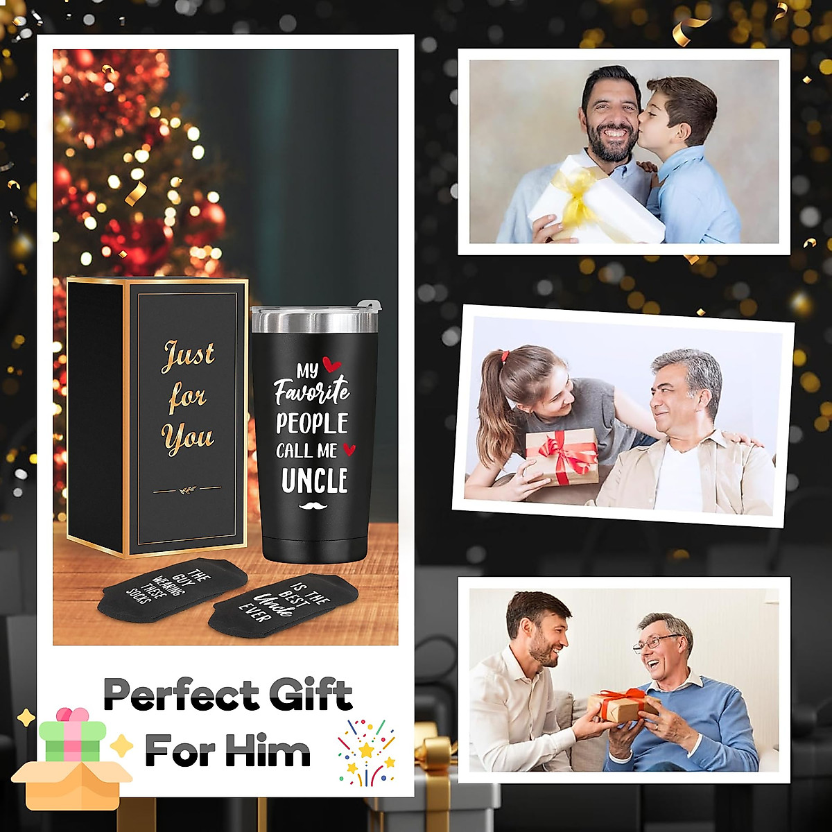 GwhyGifts Uncle and Aunt Gifts,Funny Socks 20 Oz Tumbler and Personalized Cutting Board