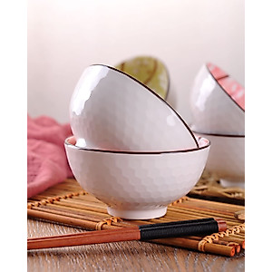 WHJY Cherry Bloom Chinese Japanese Ceramic Rice Bowl 10 oz, Sakura Bowl Gift Set, Serving Bowls Dinnerware Bowls for Rice, Cereal, Noodle, Soup, Desserts, Set of 6