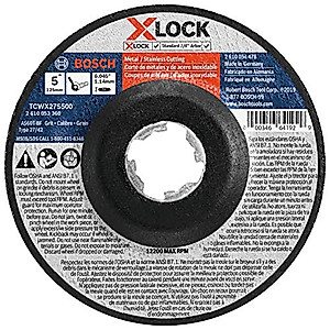 BOSCH TCWX27S500 5 In. x .045 In. X-LOCK Metal/Stainless Fast Cutting Abrasive Wheel 60 Grit Compatible with 7/8 In. Arbor Type 27A (ISO 42) for Applications in Metal, Stainless Steel Cutting