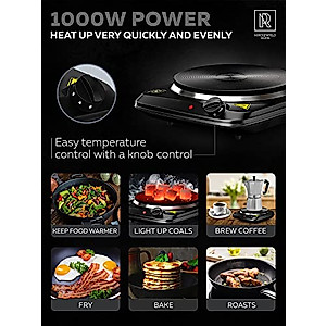 Hot Plate for Candle Making - Electric Hot Plate for Melting Wax - Electric Stove Burners - 1000W Hot Plates For Cooking, Portable Stove Top - Cofee Maker to brew coffee in the Moka Pot