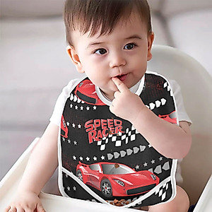 Emelivor Cartoon Cars Arrow Baby Bibs for Baby Boy Girl Feeding Bibs Waterproof Toddler Bibs for Eating Boys Feeding Girls Toddlers 1-3 Years, 2 Pack