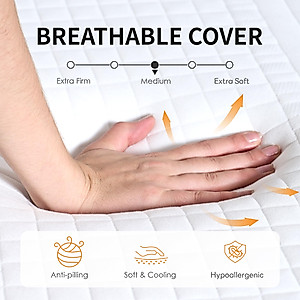 Memory Foam Mattress,12 Inch Queen Mattress in A Box,Green Tea Gel Infused Mattress Medium Firm,Fiberglass Free with Washable Breathable Fabric Cover,CertiPUR-US Certified,120 Nights Risk-Free Trial