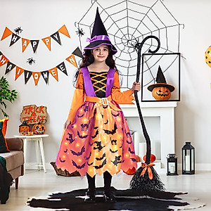 Poshetion Halloween Witch Broom with Ribbons for Kids and Adults, Wizard Flying Wicked Broomstick Props for Cosplay Party, Witch Decorations, Black