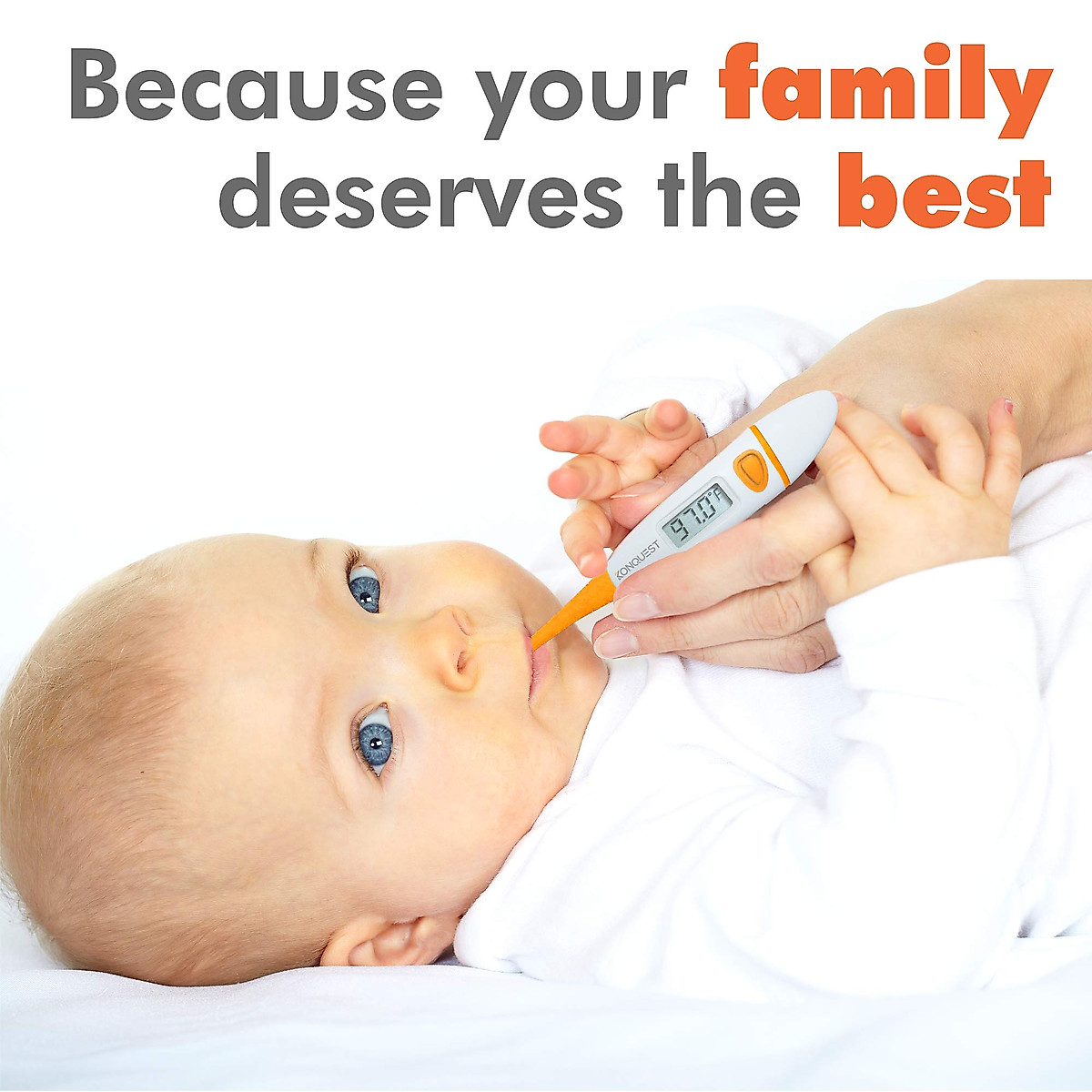 Konquest KDT-1201 Best Digital Medical Thermometer, Highly Accurate and Fast, Easy to Use, 10 Second Reading. Detect Fever Quickly - Oral Armpit and Rectal Thermometer for Babies Children and Adults