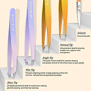 Tweezer Set with Nail Clippers, MORGLES Tweezers Set, Professional Nail Clippers and Tweezer Kit for Women and Men with Leather Travel Case, 9 Pack