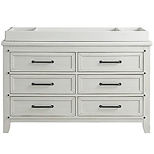 Soho Baby 49065480 Ellison Premium Changing Topper for 6-Drawer Dresser, Wire Brush Rustic White Finish