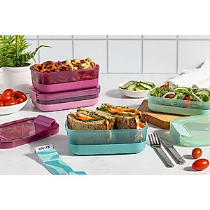 Ello 2-Pack Bento Box Lunch Stack Plastic Food Storage Container, Raspberry, Leak-Proof, BPA-Free, Freezer, Microwave and Dishwasher Safe
