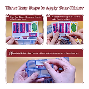 Pill Organizer with Medicine Labels Travel Daily Pill Container Mini Medication Organizer Storage Pill Organizer Travel Essentials Pill Case 7 Day Pill Organizer(Pink & 161 Lables)