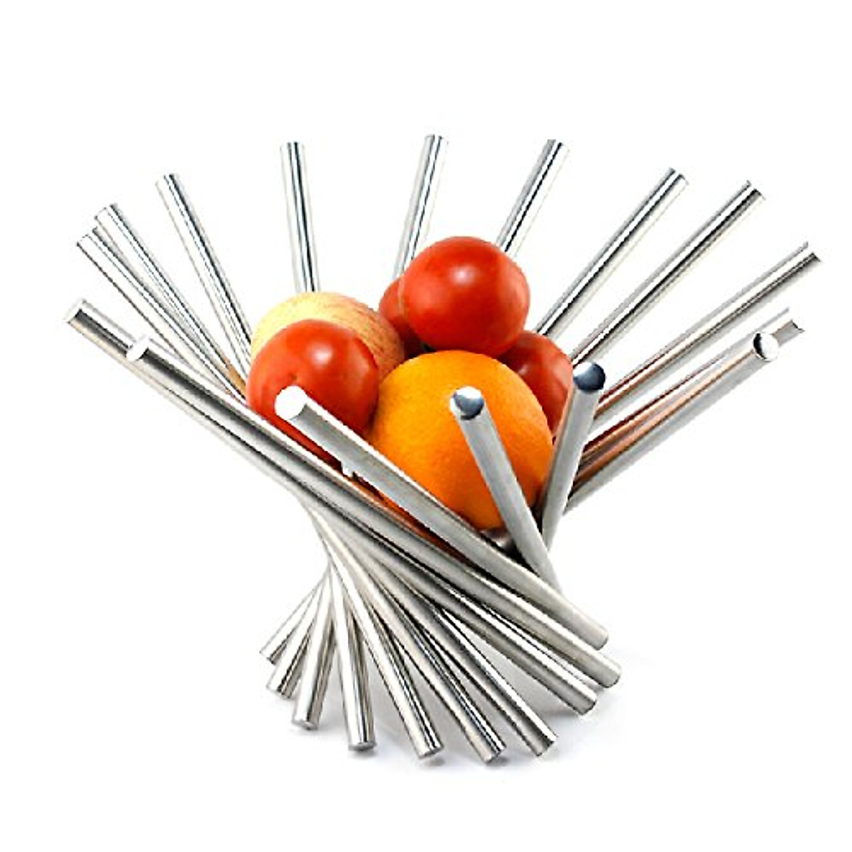 Modern Fashion Creative Stainless Steel Fruit Bowl Rotating Fruit Basket (Matte)