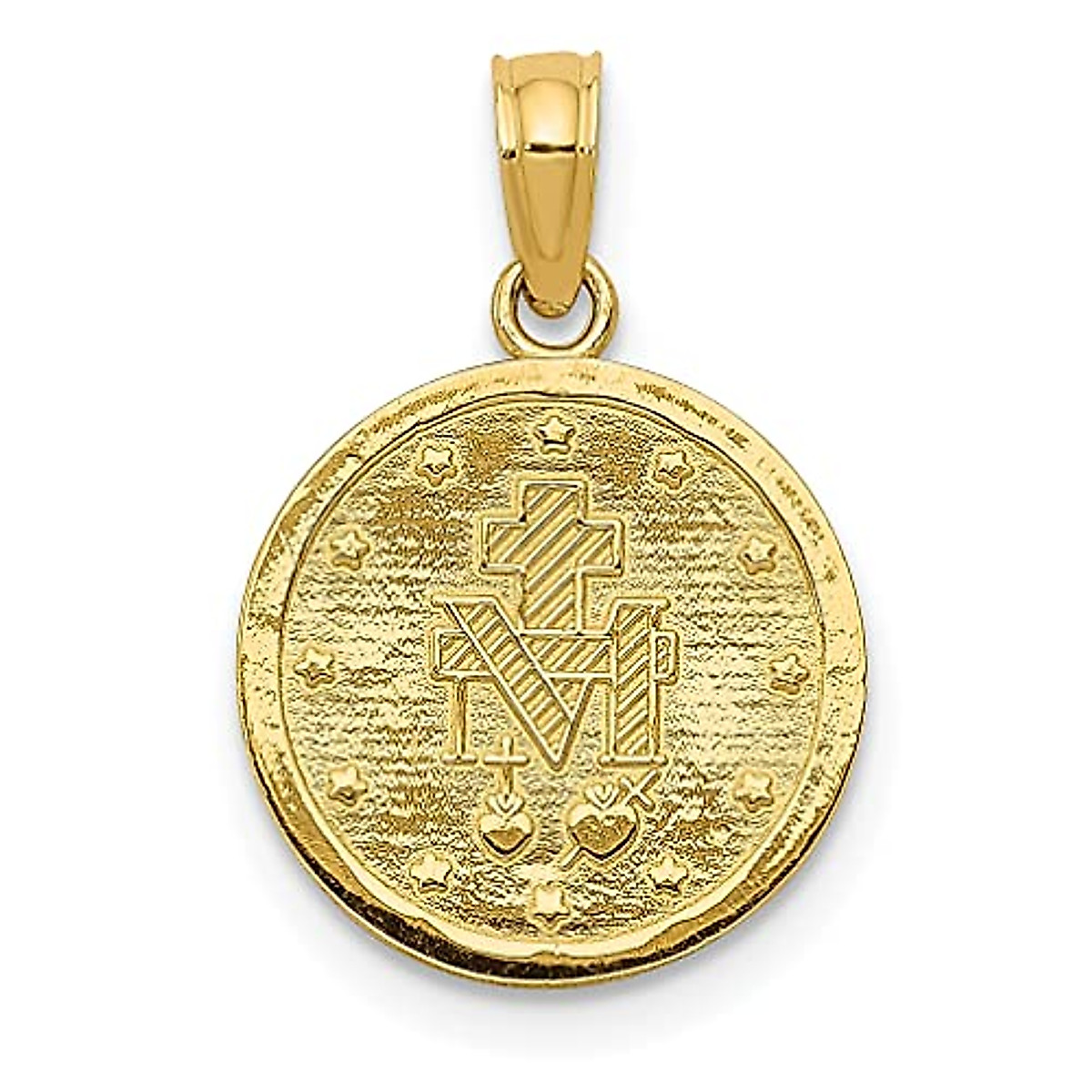 IceCarats 14K Yellow Gold Our Lady of Miraculous Medal Blessed Virgin Mary Necklace Charm Pendant 20mm x 13mm Only
