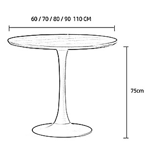 Modern Round Dining Table ，Ash Wood Table ，Top Carbon Steel Metal Base Pedestal Table ，Tulip Table Kitchen Table End Table Leisure Coffee Table