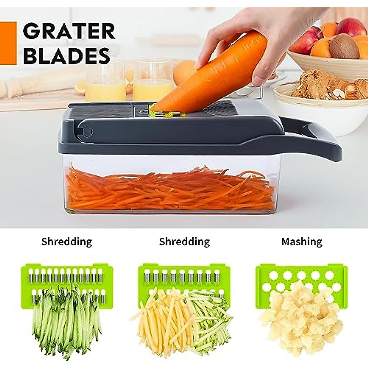 RedRoko Vegetable Chopper with Container - Multifunctional Vegetable Cutter, Veggie Chopper, Onion Cutter, Kitchen Choppers and Dicers, Fruit and Vegetable Chopper, 16 in 1 Food Chopper with 8 Blades
