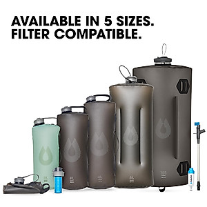 Hydrapak Seeker - Collapsible Water Storage (2L/70oz) - BPA & PVC Free Camping Hydration Reservoir Bag - Mammoth Grey