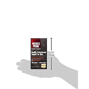 Weider Prime Testosterone Supplement for Men, Healthy , Support to Help Boost Strength and Build Lean Muscle, 120 Capsules