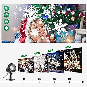Christmas Lights Outdoor Lights Outside LED Projector Halloween Decorations Waterproof White Moving Snowflake Landscape for Christmas, Holiday, Birthday, Wedding, Party, Garden