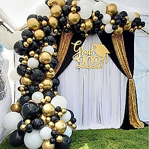 Black Gold Sliver Balloons Garland Arch Kit with Chrome Metallic Gold Silver 169pcs Various Sizes Balloon for Anniversary New Year Party Bachelorette NYE Party Decorations