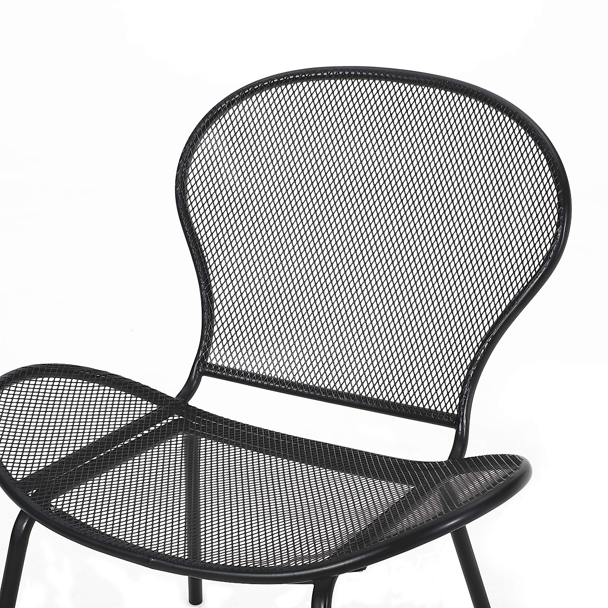 GDFStudio Modern Outdoor Iron Club Chair (Set of 2), Matte Black