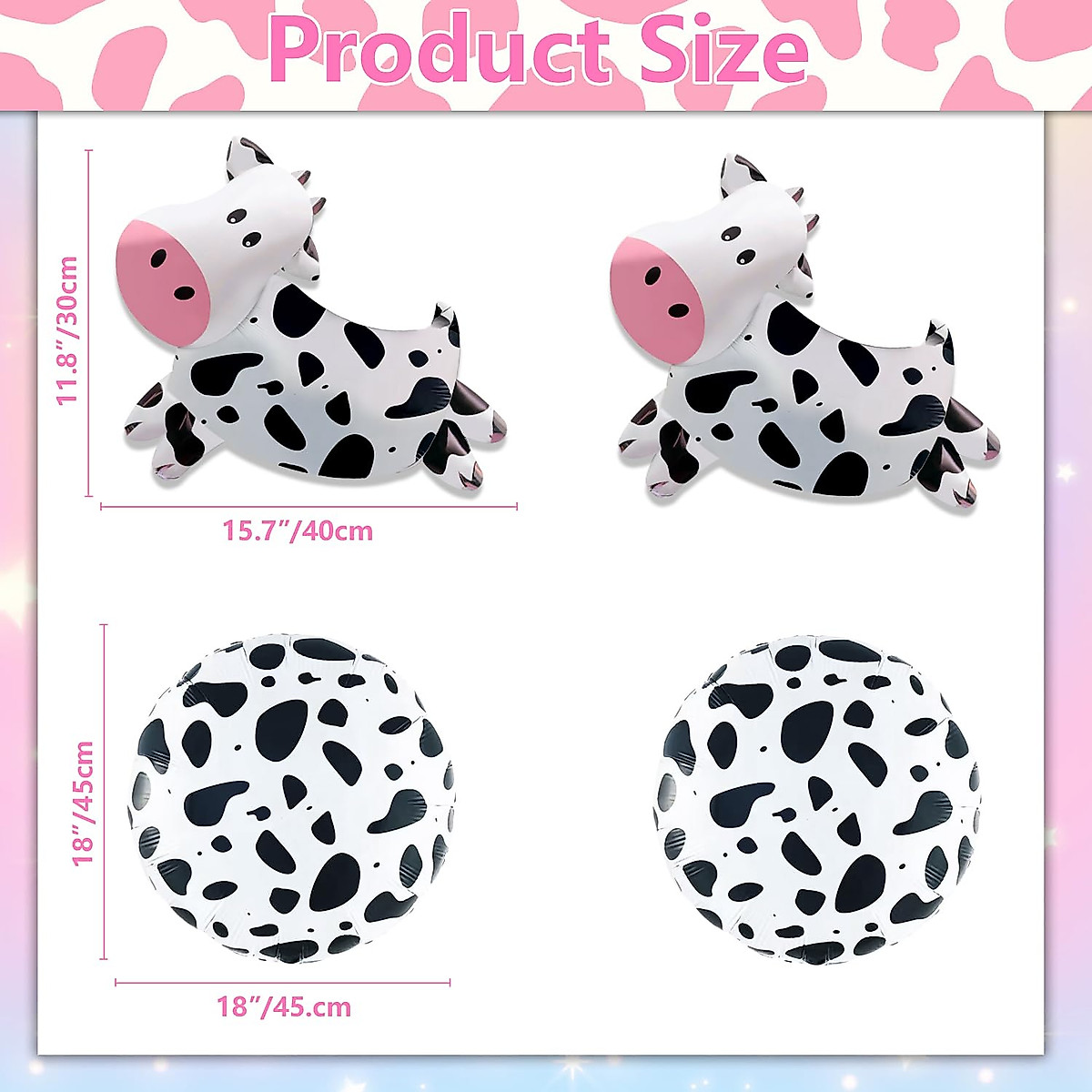 7Pcs Cow Balloons - Cow Print Balloon Huge Cow Head Foil Balloons Number 7 Balloon Cow Decorations for 7th Birthday Farm Animal Birthday Decorations Western Cowboy Theme Party Decoration