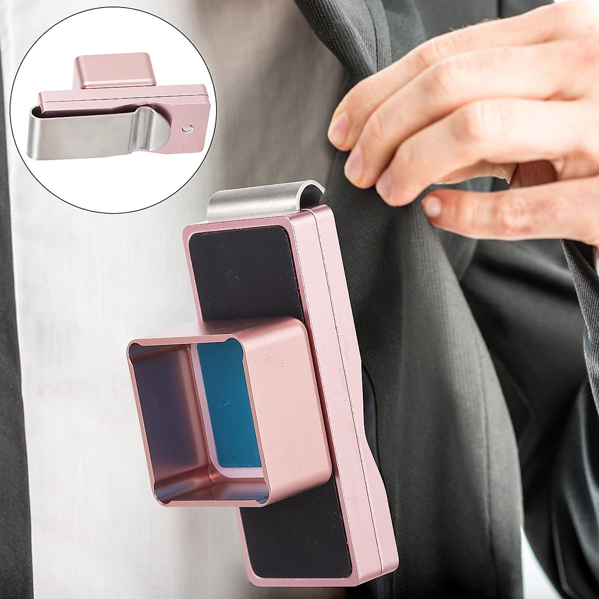 Jadeshay Magnetic Cue Tip Chalk Holder for Billiard, Portable Mini Aluminum Chalk Carrier with Clip, Rust-Resistant Mess-Free Chalk Application