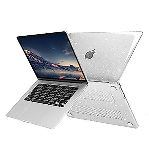 MOSISO Compatible with MacBook Air 15 inch Case 2023 2024 Release M3 A3114 M2 A2941, Sparkly Glitter Plastic Hard Shell&Keyboard Cover&Screen Protector&Webcam Cover&Type C Adapter 2 Pack, Transparent