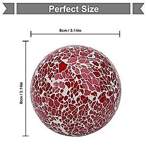Tisovixo Decorative Balls, 3 Pack Glass Mosaic Sphere, 3" Balls Sphere Decor Table Centerpiece for Bowls Vases Dining Table Decor, Bowl Filler for House Decor