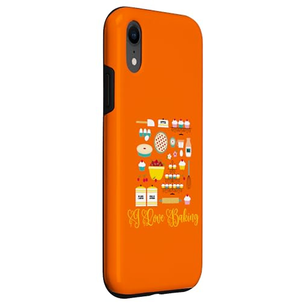iPhone XR I Love Baking -pretty ingredient list. Yellow Text Case