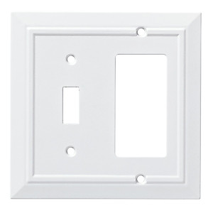 Franklin Brass Classic Architecture (1-Pack) Decorative Light Switch Covers Combination Pure White Switch/Toggle, Decorator/Rocker Cover Plate Combo | Wall Plate Outlet Cover Switch Plates W35246-PW-C