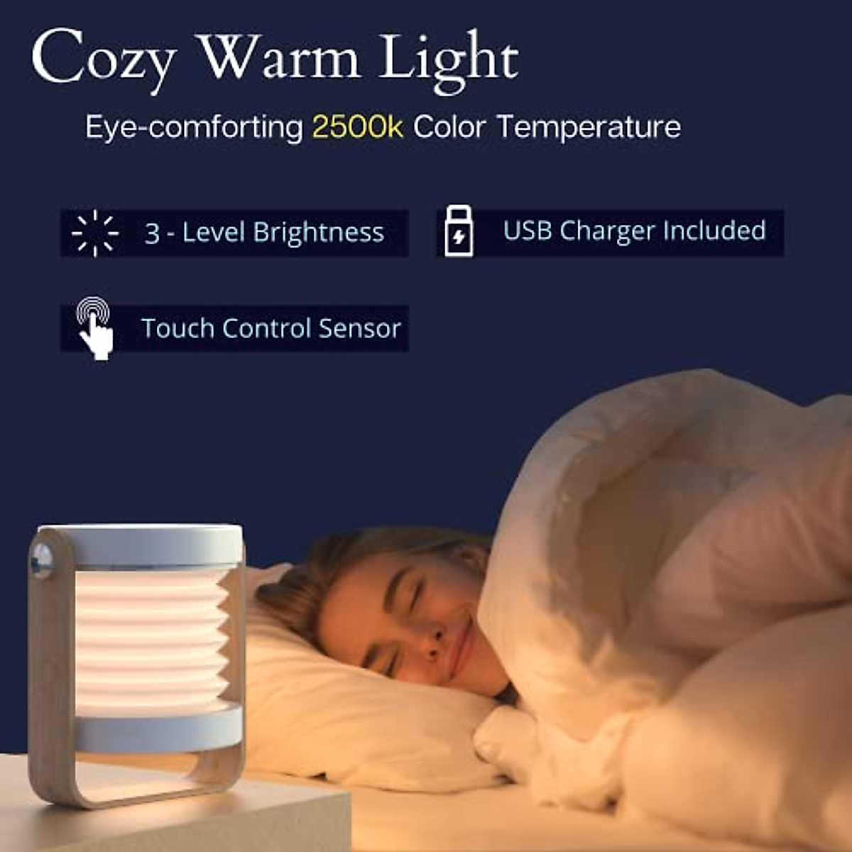 CozyBerry® Rechargeable LED Lantern Lamp, 2000 mAh Dimmable Multi-Functional Portable Light, Bedside Lamp for Bedroom, Living Room, Outdoor, Office, Camping