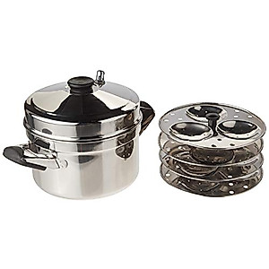 Tabakh HIC-204 4-Rack Stainless Steel Idli Cooker w/ Hawkins Type Stand, Makes 12 Idlis