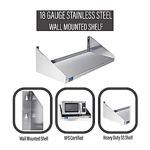 Express KitchQuip Premium Quality Stainless Steel Wall Shelf with Side Guards | Commercial Metal Shelving | | NSF Certified | (48" Long x 12" Deep)