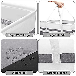 6 Pieces 75 L Laundry Hamper Freestanding Large Laundry Basket Organizer Waterproof Collapsible Tall Clothes Hamper Storage Basket with Easy Carry Handles for Dorm Room Bedroom Towels, Gradient Grey
