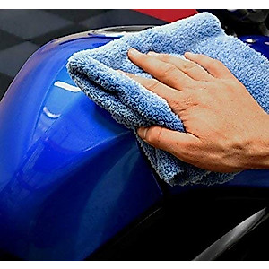 The Rag Company - Eagle Edgeless 500 (4-Pack) Professional Korean 70/30 Blend Super Plush Microfiber Detailing Towels, 500GSM, 16in x 16in, Blue