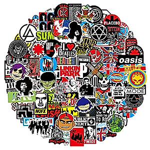Csimyun Rock Sricker Book 102Pcs Cool Stickers Waterproof & Sun-Protection Rock Punk Band Graffiti Hand Account Stickers Trolley Case Removable Car Stickers